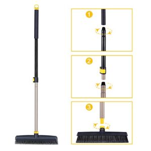 Yocada Push Broom Brush Stiff Bristles Broom Head Telescopic Heavy-Duty Outdoor Commercial for Cleaning Bathroom Kitchen Patio Garage Deck Concrete Wood Stone Tile Floor