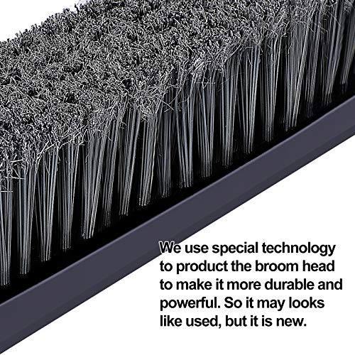 Yocada Push Broom Brush Stiff Bristles Broom Head Telescopic Heavy-Duty Outdoor Commercial for Cleaning Bathroom Kitchen Patio Garage Deck Concrete Wood Stone Tile Floor