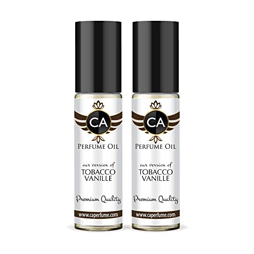 CA Perfume Impression of T. Ford Tobacco Vanille For Men Replica Fragrance Body Oil Dupes Alcohol-Free Essential Aromatherapy Sample Travel Size Concentrated Long Lasting Attar Roll-On 0.3 Fl Oz-X2