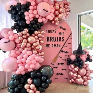 Black Pink Balloon Garland Light Pink Rose Gold Metallic Balloons Different Sizes Black Pastel Latex Balloons For Baby Shower Birthday Wedding Bridal Shower Graduation Decorations