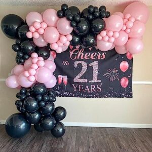 Black Pink Balloon Garland Light Pink Rose Gold Metallic Balloons Different Sizes Black Pastel Latex Balloons For Baby Shower Birthday Wedding Bridal Shower Graduation Decorations