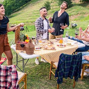 SUPER DEAL 6FT Folding Picnic Table for Outdoor, Portable Fold-in-Half Plastic Dining Picnic Party Table with Carrying Handle