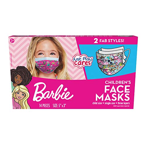 MASKS Children’s Single Use Face, Barbie, 14 Count, Small, Ages 2-7, Kids Toys for Ages 2 Up by Just Play