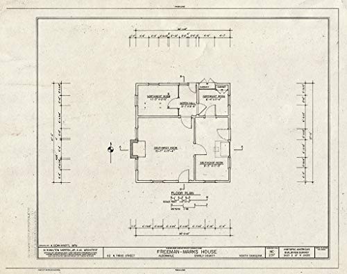 Historic Pictoric : Blueprint HABS NC,84-ALB,1- (Sheet 2 of 4) - Freeman-Marks House, 112 North Third Street, Albemarle, Stanly County, NC 20in x 16in