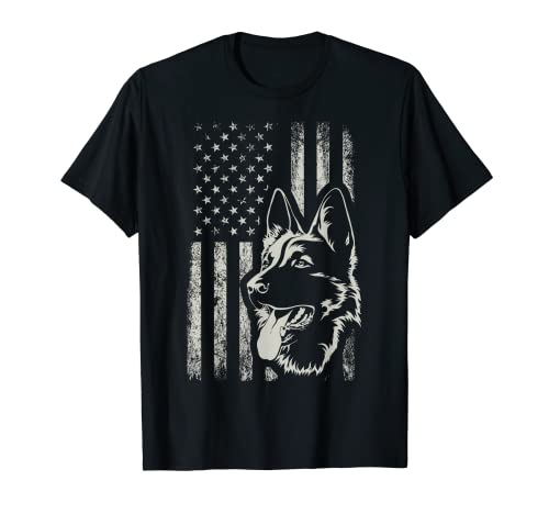 Patriotic German Shepherd AMERICAN FLAG 4th Of July Shepherd T-Shirt