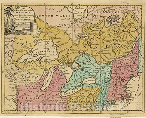 Historic 1776 Wall Map - an Accurate map of The Present seat of war Between Great-Britain and her Colonies in North America. 44in x 36in