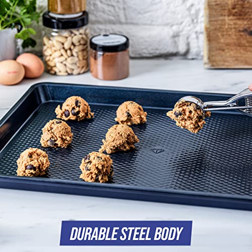 Blue Diamond Bakeware Diamond Infused Ceramic Nonstick, 18" x 13" Half Cookie Sheet Baking Pan, Dishwasher and Freezer Safe, PFAS-Free, Blue