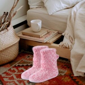 Forfoot House Slippers for Women, Warm Ladies Barbie Pink Slipper Boots Comfy Home Bedroom Plush Lined Non Slip Indoor Shoes Size 9.5