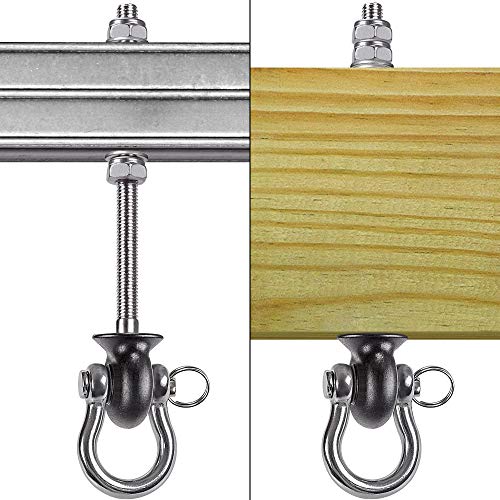 Dolibest Set of 2 Permanent Antirust Stainless Steel 304 Heavy Duty Swing Hangers, Playground Porch Yoga Seat,for Wood and Steel Beam Yoga Hammock Chair Punching 1500LB Capacity,180° Swing,9.64''