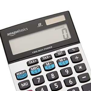 Amazon Basics LCD 8-Digit Desktop Calculator, Silver - 5 Pack