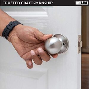 Ilyapa Passage Door Knob for Hall/Closet - Ball, Satin Nickel Interior Keyless Non Locking Round Door Handle, Satin Nickel