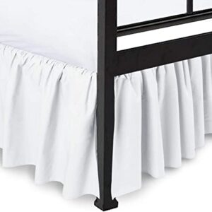 Ruffled Bed Skirt with Split Corners - White, King BedSkirt, Gathered Style Easy Fit up to 16 Inch Drop, with Platform Three Sided Coverage Dust Ruffle Bed Skirts (White King)