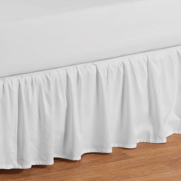 Ruffled Bed Skirt with Split Corners - White, King BedSkirt, Gathered Style Easy Fit up to 16 Inch Drop, with Platform Three Sided Coverage Dust Ruffle Bed Skirts (White King)