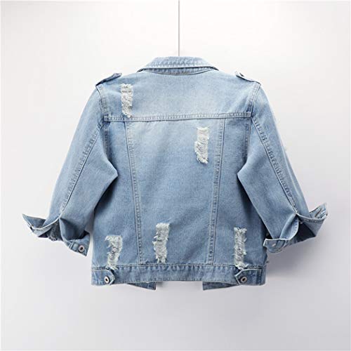 Hixiaohe Women Autumn 3/4 Sleeve Retro Short Denim Jackets Light Blue Jean Coats (03 Light Blue, XL)