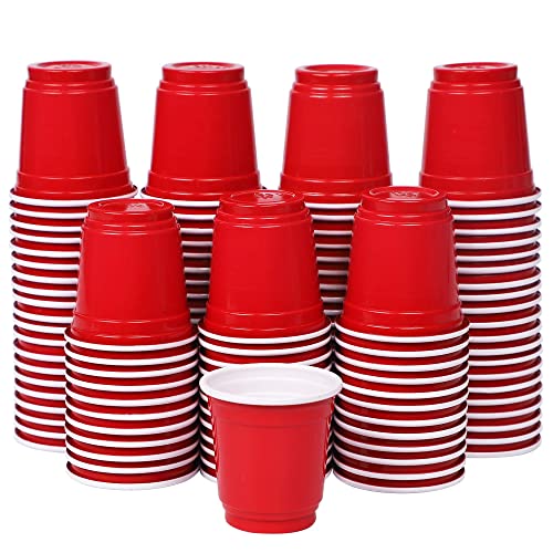 Zcaukya Mini Disposable Shot Cups, 2oz 120 Count Red Plastic Cups, Small Disposable 2oz Party Cups, Red