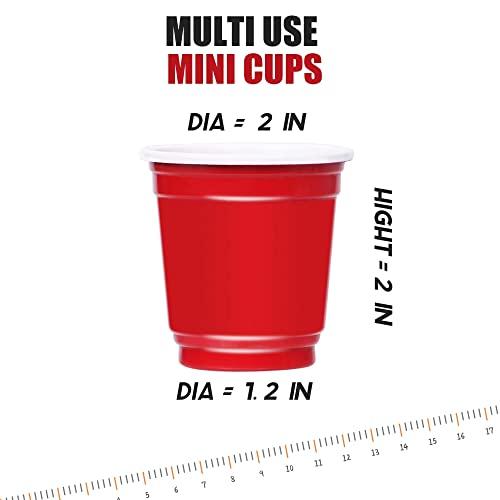 Zcaukya Mini Disposable Shot Cups, 2oz 120 Count Red Plastic Cups, Small Disposable 2oz Party Cups, Red