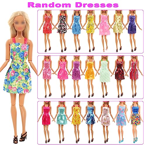 BM 41 Pieces Doll Clothes and Accessories for 11.5 Inch Girl Doll Include 15 Pcs Party Floral Dresses, 10 Pcs Shoes, 5 Pcs Bags, 11 Pcs Different Doll Accessories