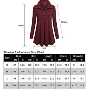 Timeson Fall Long Sleeve Tunic Tops for Women,Women Tunic Sweaters Winter Maternity Leggings Shirts Ladies Warm Fall Tops Zipper Flannel Shirt Casual Work Long Cotton Dressy Swing Christmas Blouses