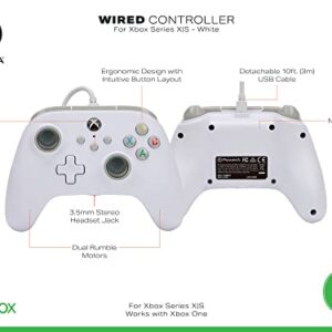 PowerA Wired Controller for Xbox Series X|S - White, gamepad, video game / gaming controller, works with Xbox One