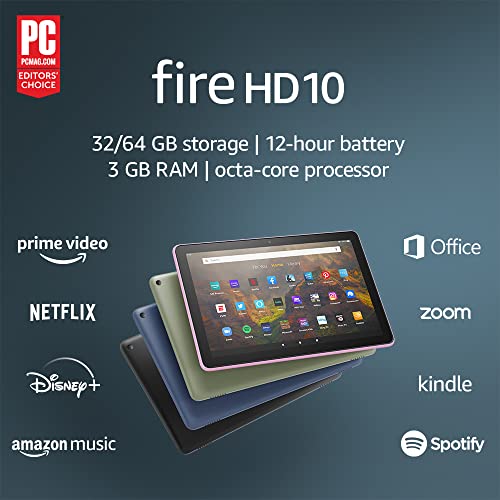 Amazon Fire HD 10 tablet, 10.1", 1080p Full HD, 32 GB, (2021 release), Lavender