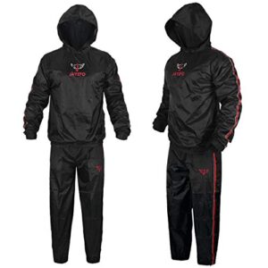 jayefo sauna sweat suit for men & women boxing mma fitness weight loss with hood (l)