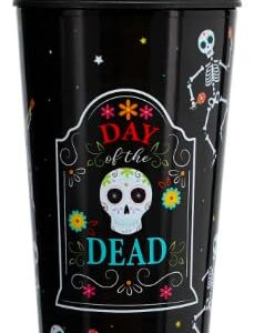 TopNotch Outlet Plastic Tumblers - Day of the Dead (2 Pc) Ward Off a Worldwide Zombie Apocalypse - Halloween Decor - Travel Cups - Coffee Mugs