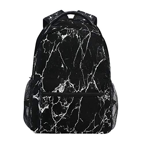 AUUXVA Backpack White Line Black Marble Print Travel Daypack Large Capacity Rucksack High School Book Bag Computer Laptop Bag for Girls Boys Women Men