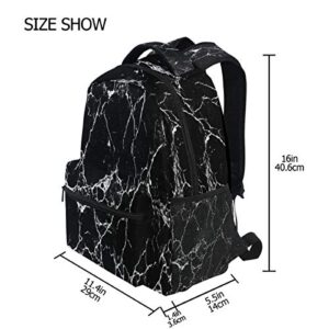 AUUXVA Backpack White Line Black Marble Print Travel Daypack Large Capacity Rucksack High School Book Bag Computer Laptop Bag for Girls Boys Women Men