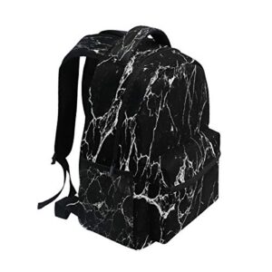 AUUXVA Backpack White Line Black Marble Print Travel Daypack Large Capacity Rucksack High School Book Bag Computer Laptop Bag for Girls Boys Women Men