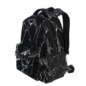 AUUXVA Backpack White Line Black Marble Print Travel Daypack Large Capacity Rucksack High School Book Bag Computer Laptop Bag for Girls Boys Women Men