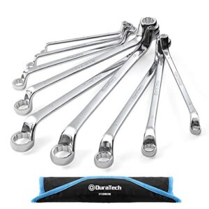 duratech offset box wrench set, metric, 9-piece, 6-23mm, 75-degree, cr-v steel, organized in rolling pouch