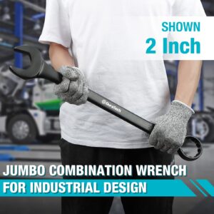 DURATECH Jumbo Combination Wrench Set, SAE, 6-piece, 1-3/8'' to 2'', CR-V Steel, Black Electrophoretic Coating, with Pouch