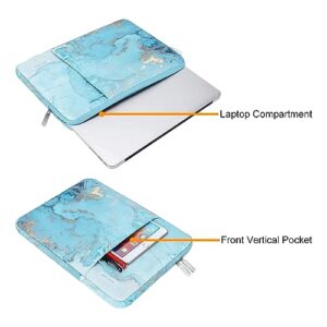 MOSISO Laptop Sleeve Compatible with MacBook Air/Pro, 13-13.3 inch Notebook, Compatible with MacBook Pro 14 inch 2023-2021 A2779 M2 A2442 M1, Polyester Vertical Watercolor Marble Bag, Turquoise