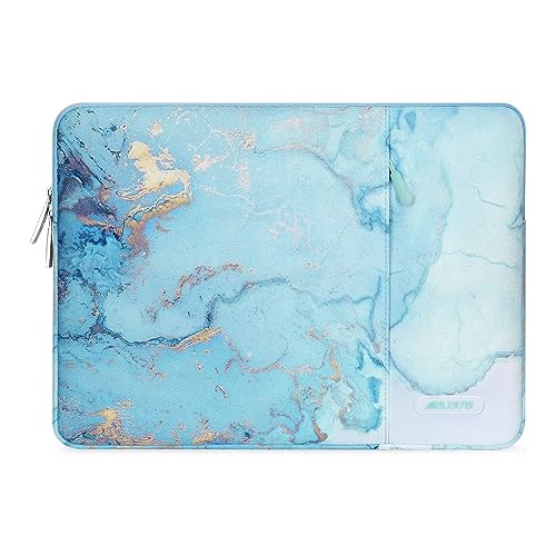 MOSISO Laptop Sleeve Compatible with MacBook Air/Pro, 13-13.3 inch Notebook, Compatible with MacBook Pro 14 inch 2023-2021 A2779 M2 A2442 M1, Polyester Vertical Watercolor Marble Bag, Turquoise