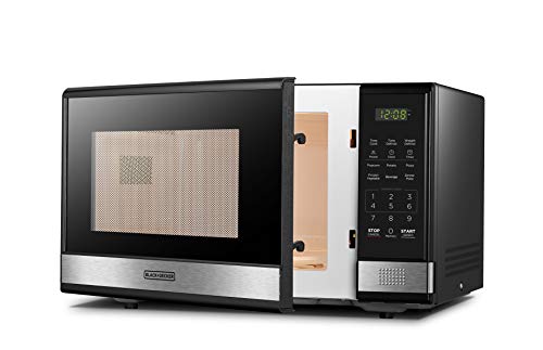 BLACK+DECKER EM031MB11 Digital Microwave Oven with Turntable Push-Button Door, 1000W,1.1cu.ft, Stainless Steel & 4-Slice Toaster Oven with Natural Convection, Stainless Steel, TO1760SS