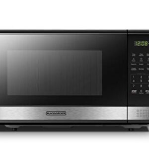 BLACK+DECKER EM031MB11 Digital Microwave Oven with Turntable Push-Button Door, 1000W,1.1cu.ft, Stainless Steel & 4-Slice Toaster Oven with Natural Convection, Stainless Steel, TO1760SS