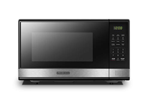 BLACK+DECKER EM031MB11 Digital Microwave Oven with Turntable Push-Button Door, 1000W,1.1cu.ft, Stainless Steel & 4-Slice Toaster Oven with Natural Convection, Stainless Steel, TO1760SS