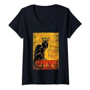 Vintage Tour du Chat Noir Black Cat For Halloween V-Neck T-Shirt