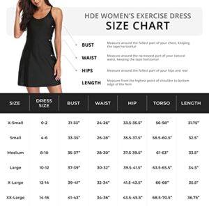 HDE Womens Exercise Workout Dress with Built-in Shorts Sleeveless Athletic Dresses for Golf Tennis Black - S