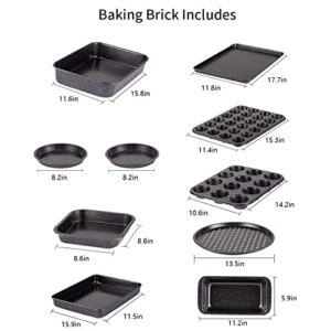 Fit Choice 10-Piece Nonstick Baking Set With Baking Pan, Cookie Sheet Set, Cake /Muffin Pan, and Pizza Pan, 10-Piece Set Bakeware Sets (Ceramic Coated Black)