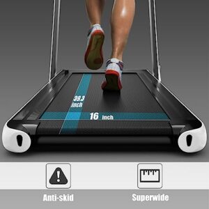 Goplus 2 in 1 Folding Treadmill, 2.25HP Superfit Under Desk Electric Treadmill, Installation-Free with Blue Tooth Speaker, Remote Control, APP Control and LED Display, Walking Jogging for Home Office