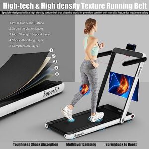 Goplus 2 in 1 Folding Treadmill, 2.25HP Superfit Under Desk Electric Treadmill, Installation-Free with Blue Tooth Speaker, Remote Control, APP Control and LED Display, Walking Jogging for Home Office