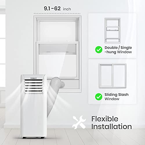 TOSOT 8,000 BTU Air Conditioner Easier to Install, Quiet and 3-in-1 Portable AC, Dehumidifier, Fan for Rooms Up to 250 sq ft, Aovia Series, White