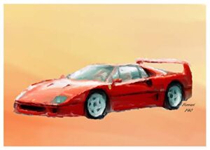 will davis studios ferrari f40 digital painting birthday card. (inside reads: happy birthday!)