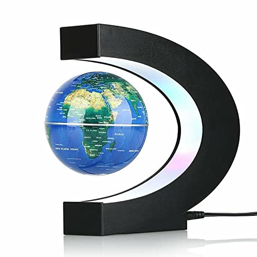 Magnetic Levitation Globe with LED Light, Cool Gadgets Floating Lamp Globe Decor, Cool Gifts for Men/Father/Husband/Boyfriend/Kids/Boss, Great Technology Graduation Gifts (Blue)