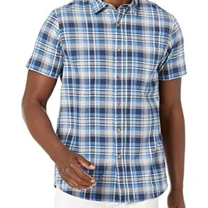 Pendleton Men's Short Sleeve Classic fit Truman Shirt, Navy/Blue Plaid, SM