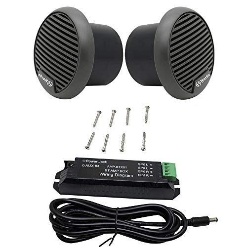 Herdio 3" inch Marine Bluetooth Speakers Boat Motorcycle Hot tub Stereo with Max Power 140 watt(A Pair) (Gray)