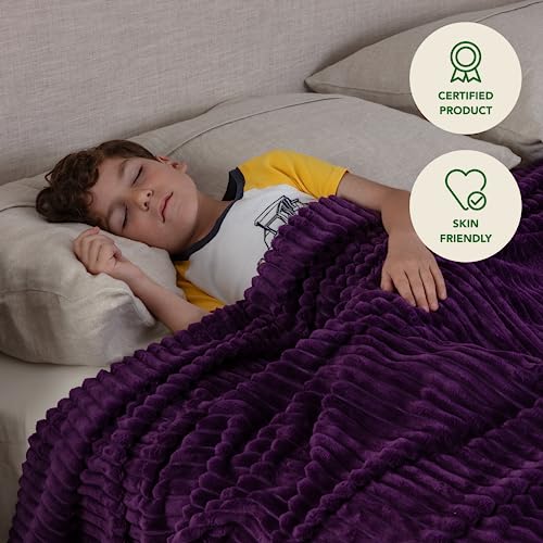 GO Fleece Blanket Purple Throw Blanket King Size - 270GSM Warm Comfy, Super Soft & Plush Throw for Bed, Couch, Sofa – Fluffy Lightweight Cozy Fuzzy Blankets for Women, Men, Kids (90”X108”)