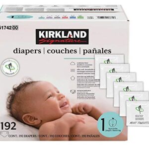 Kirkland Signature Diapers Size 1 (Up to 14 Pounds) 192 Count W/ Exclusive Health and Outdoors Wipes