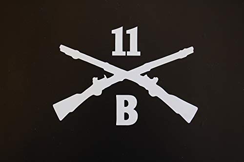 US Army Infantry 11 B Sticker Vinyl Decal Crossed Rifles Choose Color & Size!! Veteran Military (V618) (8" X 5.5", White)